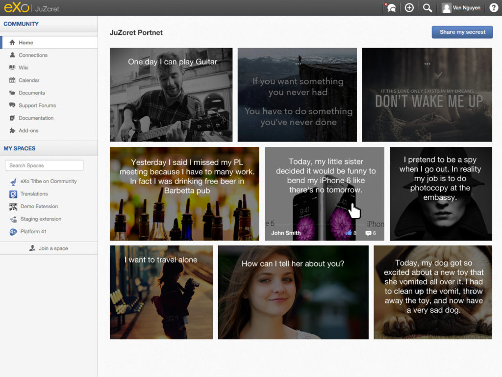 eXo Platform: Developing Juzu portlets: Building a secret wall
