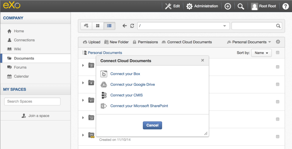 eXo Platform: Connect CMIS repository in eXo using Cloud Drive add-on